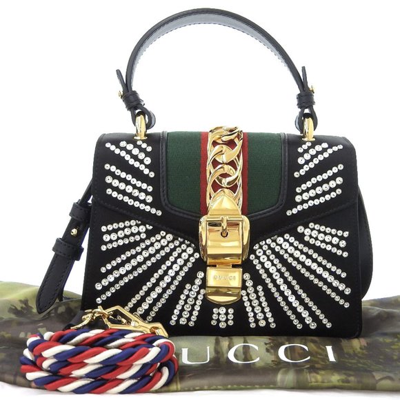 Gucci | Bags | Gucci Gucci Sherry Line Sylvie 3way Bag Satin Black ...